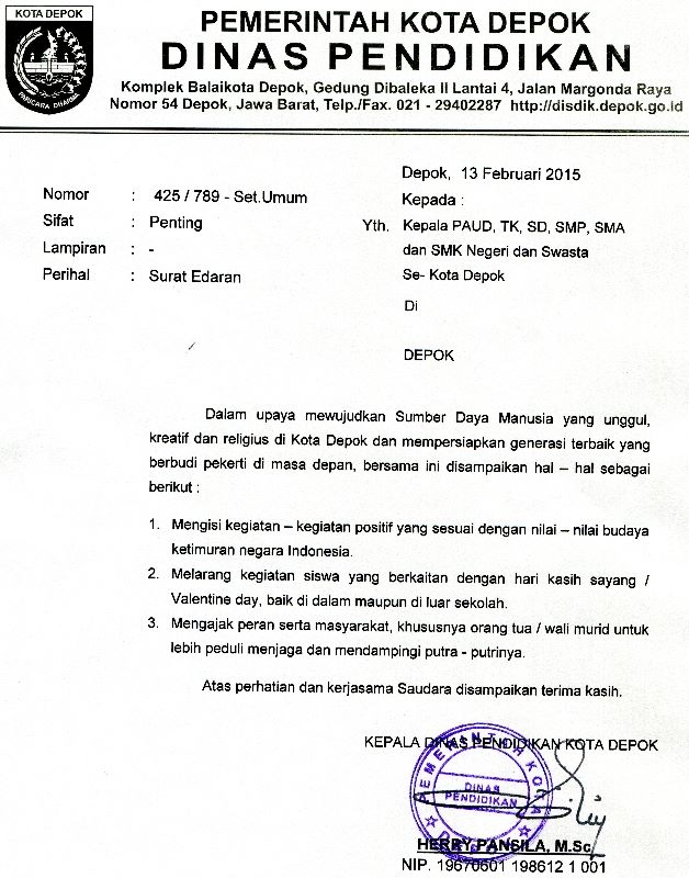 Kepala Dinas Pendidikan Kota Depok Larang Pelajar Depok Rayakan ... Kepala Dinas Pendidikan Kota Depok Larang Pelajar Depok Rayakan ...